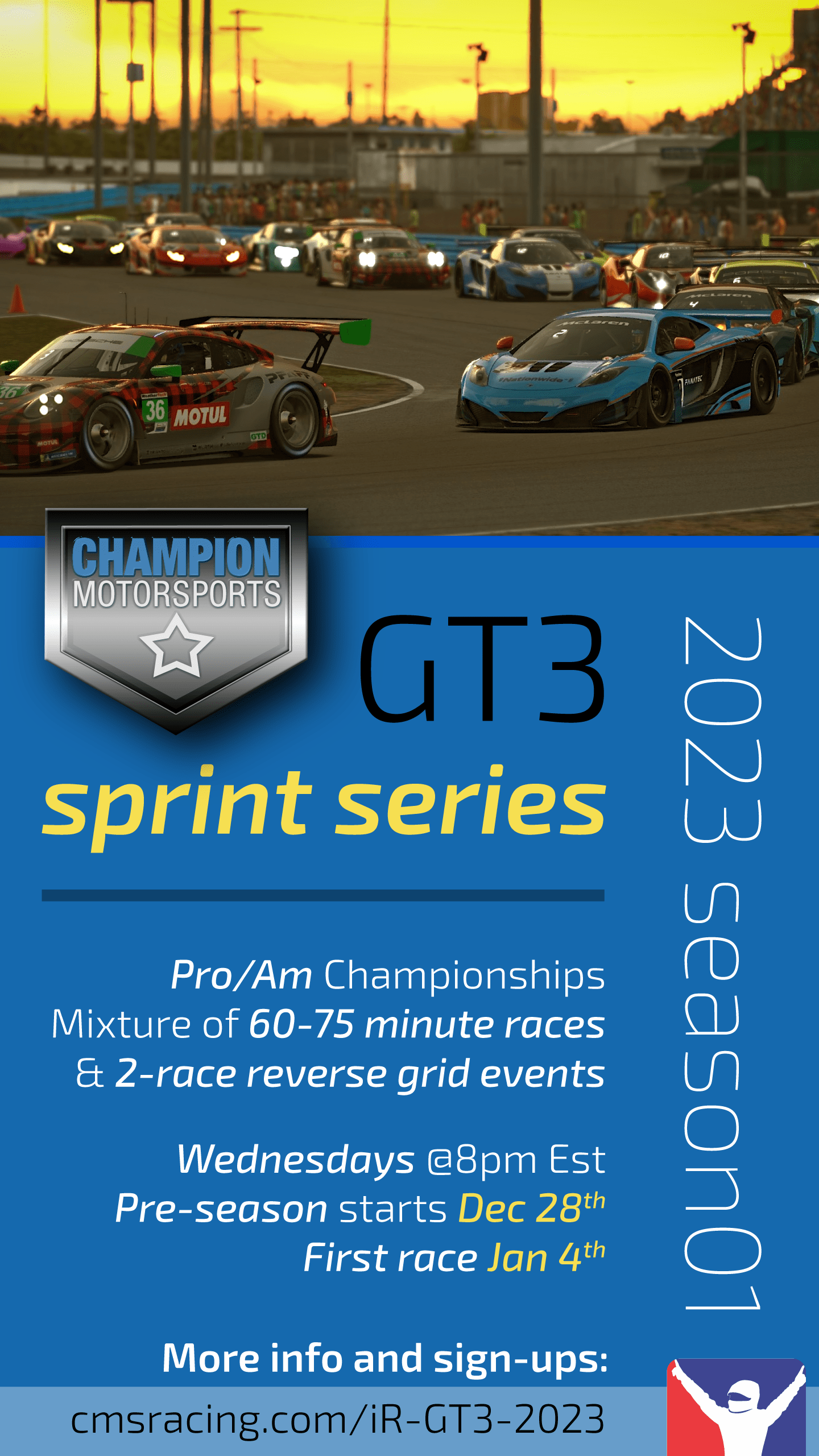 CMS Launches 2023 iRacing GT3 Sprint Series – Champion Motorsports